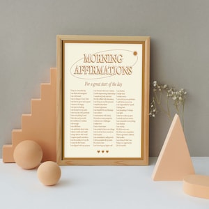 Daily Affirmations Poster, Retro Wall Print, Gratitude Wall Art, Self ...