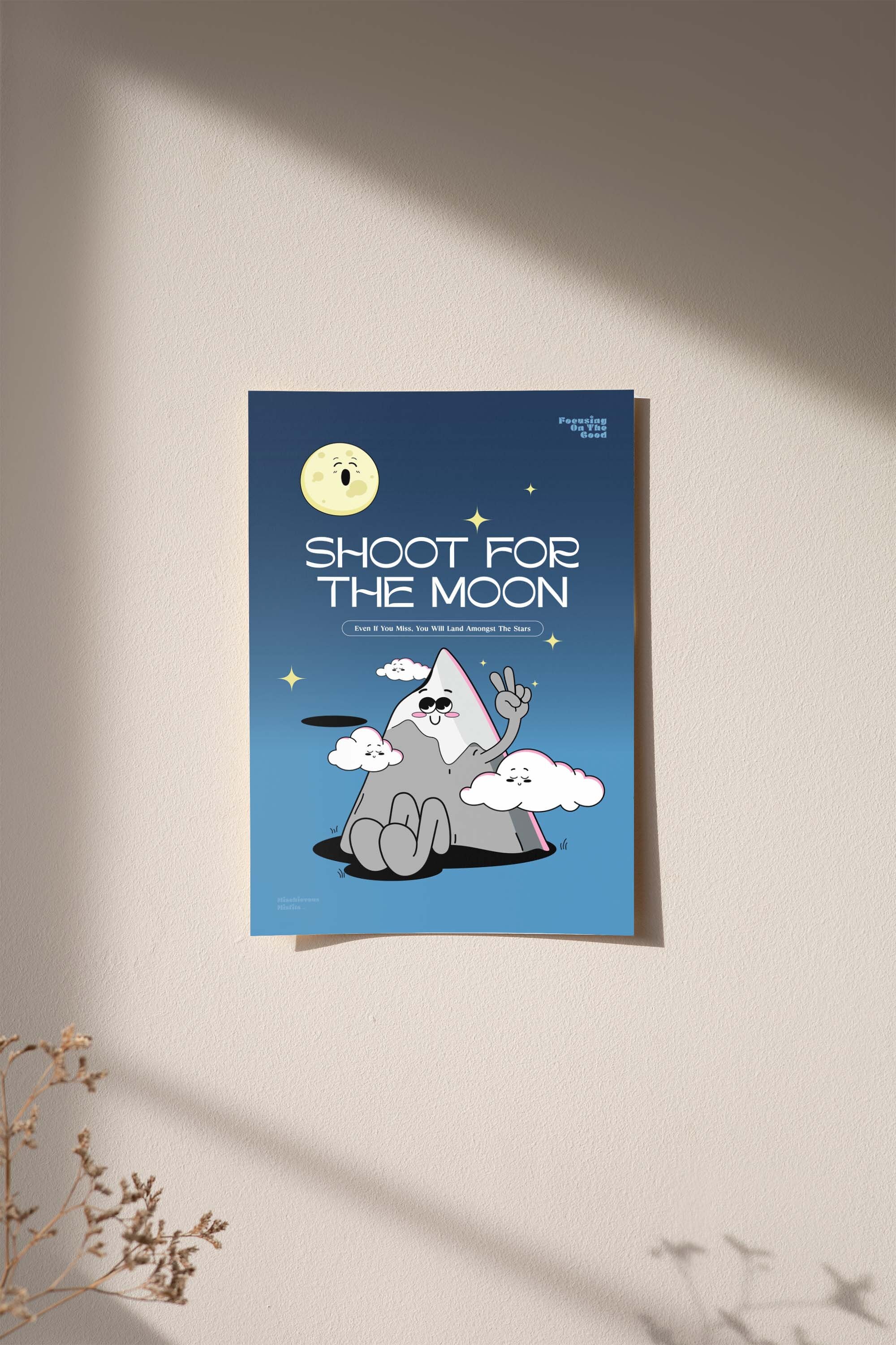 Shoot for the Moon Poster, Daycare Decor, Homeschool Decor, 70's Wall ...