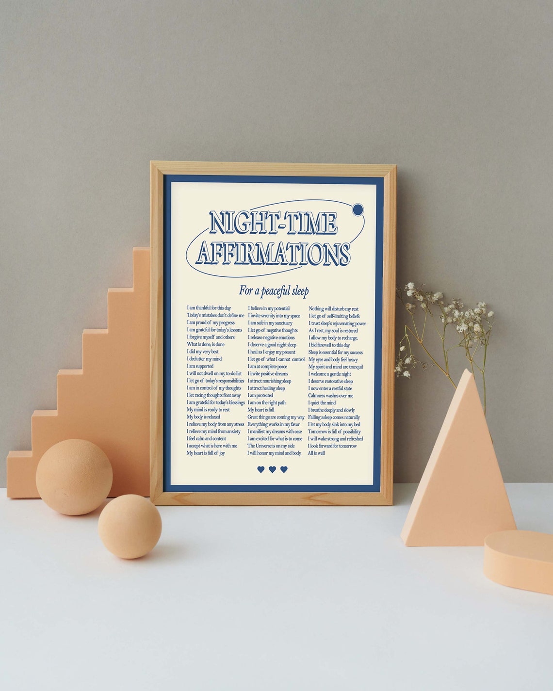 Positive Affirmations Poster, Retro Wall Print, Gratitude Wall Art ...