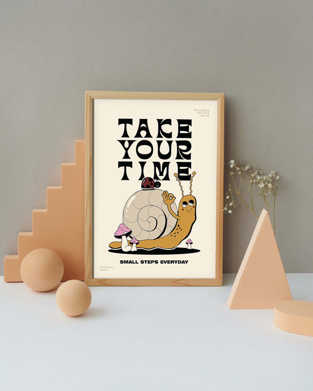 Take Your Time Print, Retro Quote Wall Art, One Step at a Time Art ...