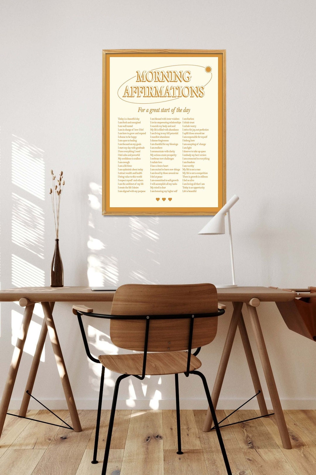 Daily Affirmations Poster, Retro Wall Print, Gratitude Wall Art, Self ...