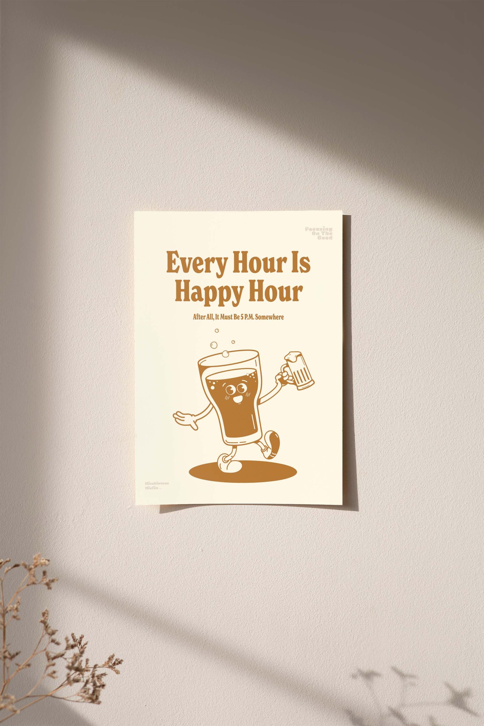Every Hour is Happy Hour Poster, Retro Beer Poster, Happy Hour Print ...