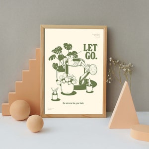 Let Go Poster, Retro Mental Heath Print, Trust the Universe Wall Art ...