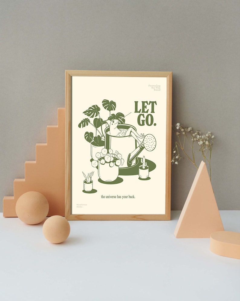 Let Go Poster, Retro Mental Heath Print, Trust the Universe Wall Art ...