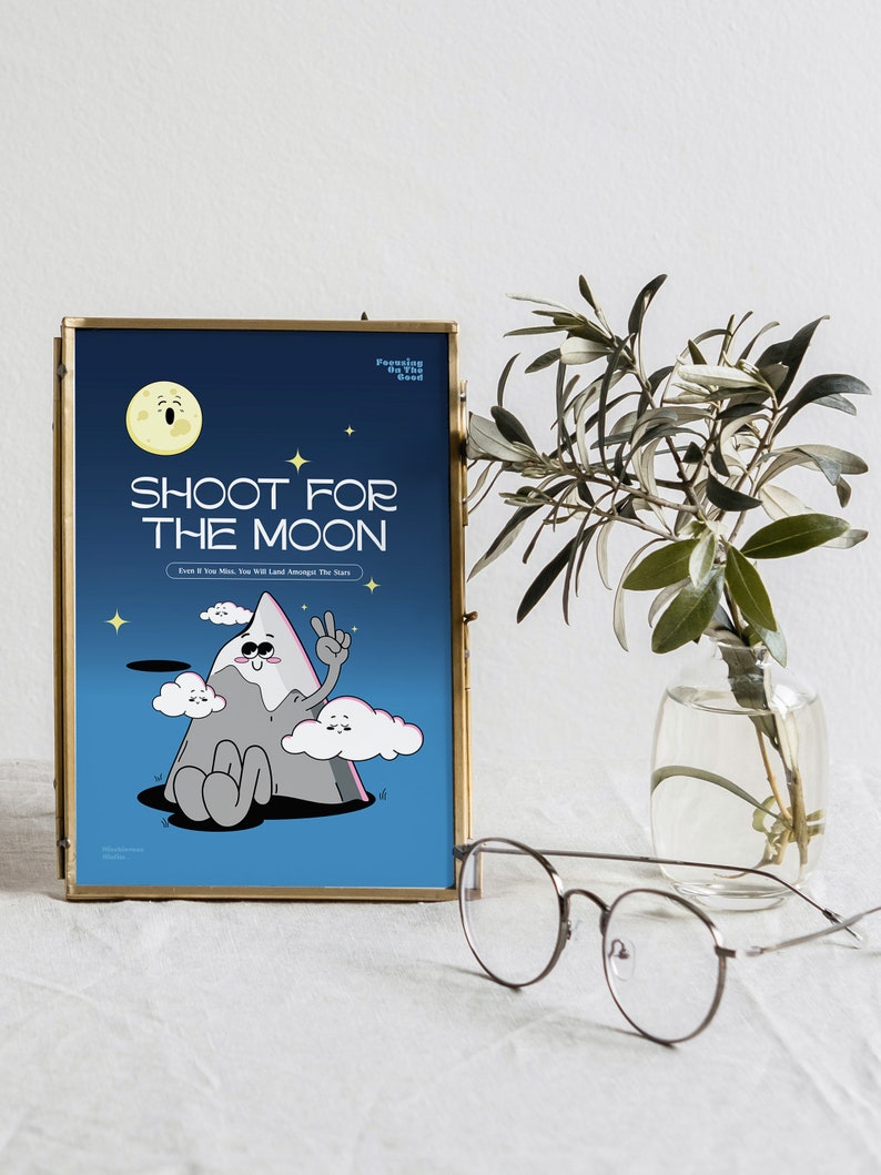 Shoot for the Moon Poster, Daycare Decor, Homeschool Decor, 70's Wall ...