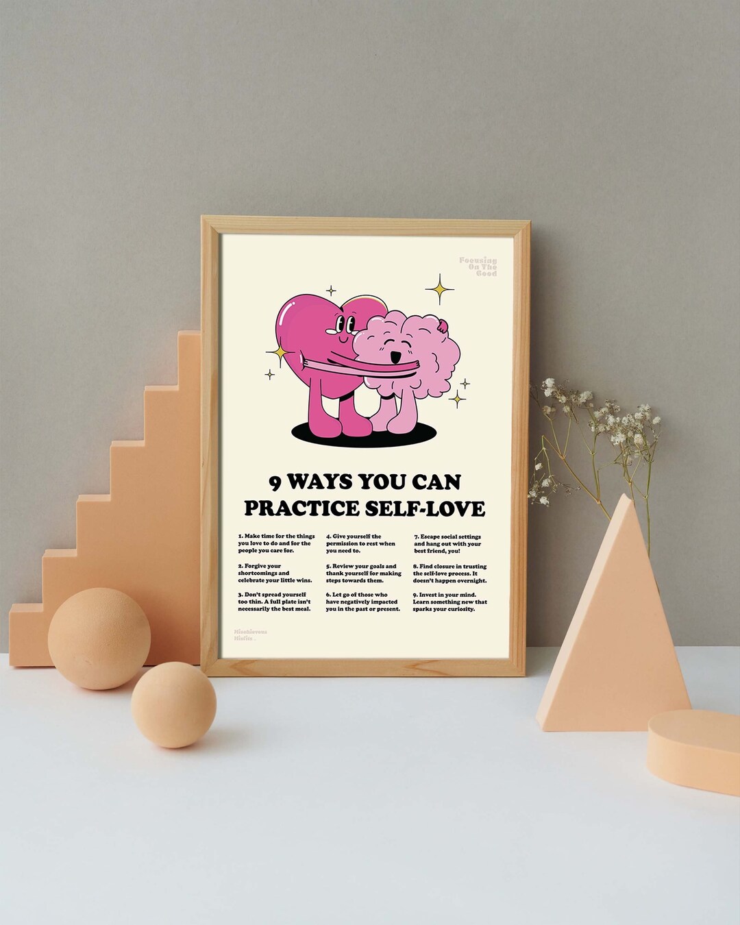 Ways to Practice Self Love, Retro Mental Health Poster, Therapy Office ...