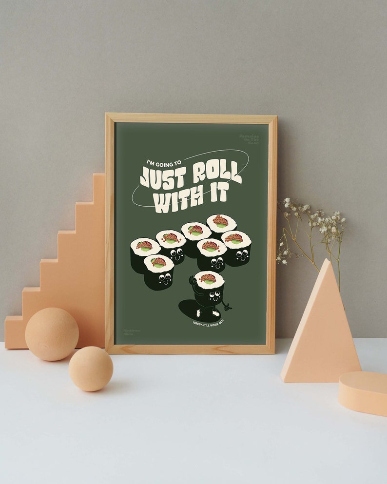 Retro Quote Wall Print Just Roll With It Self Care Poster - Etsy
