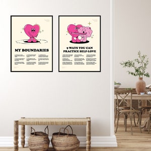 My Boundaries Art, Retro Mental Health Poster, Retro Therapy Office ...