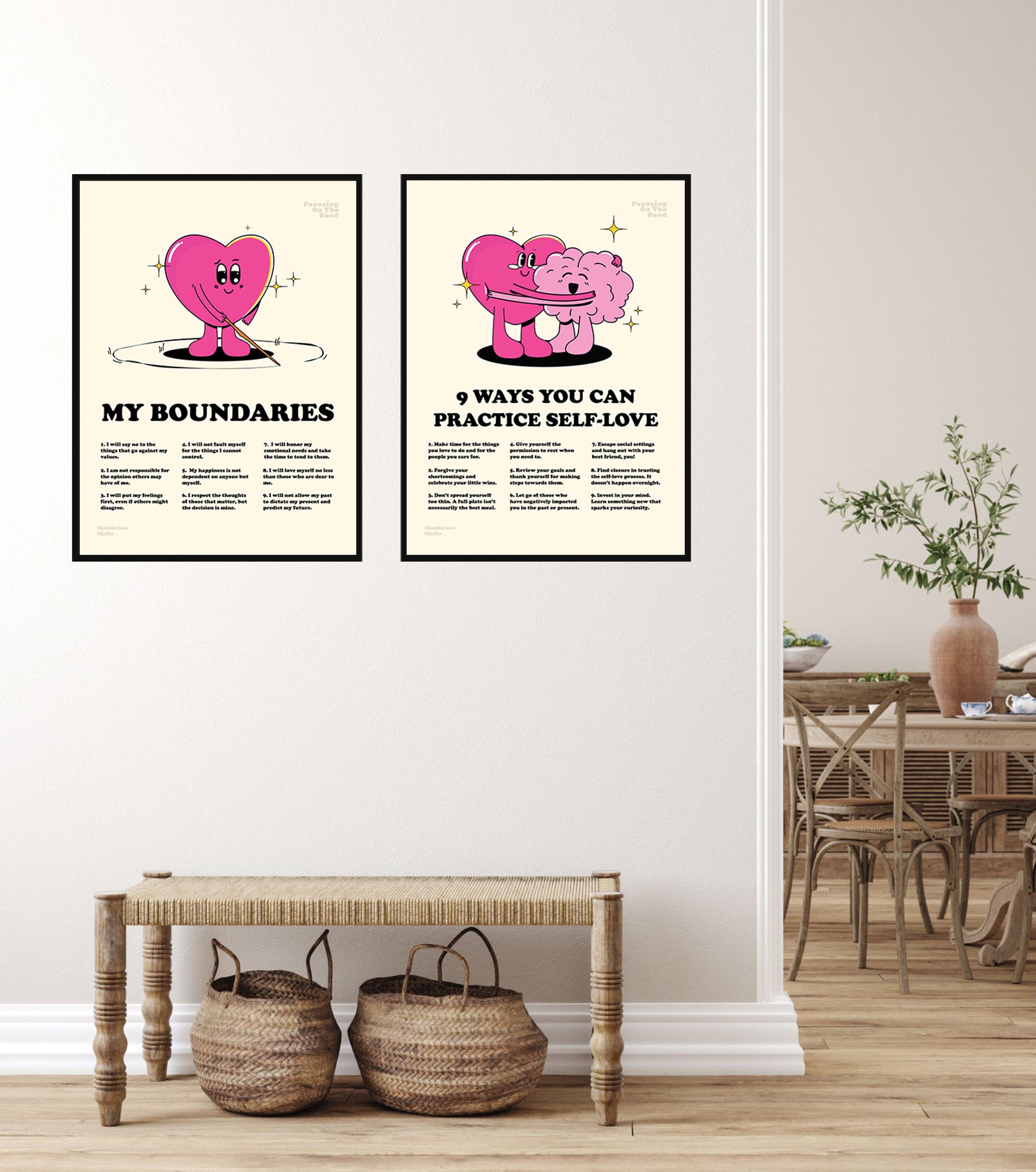 Ways to Practice Self Love, Retro Mental Health Poster, Therapy Office ...