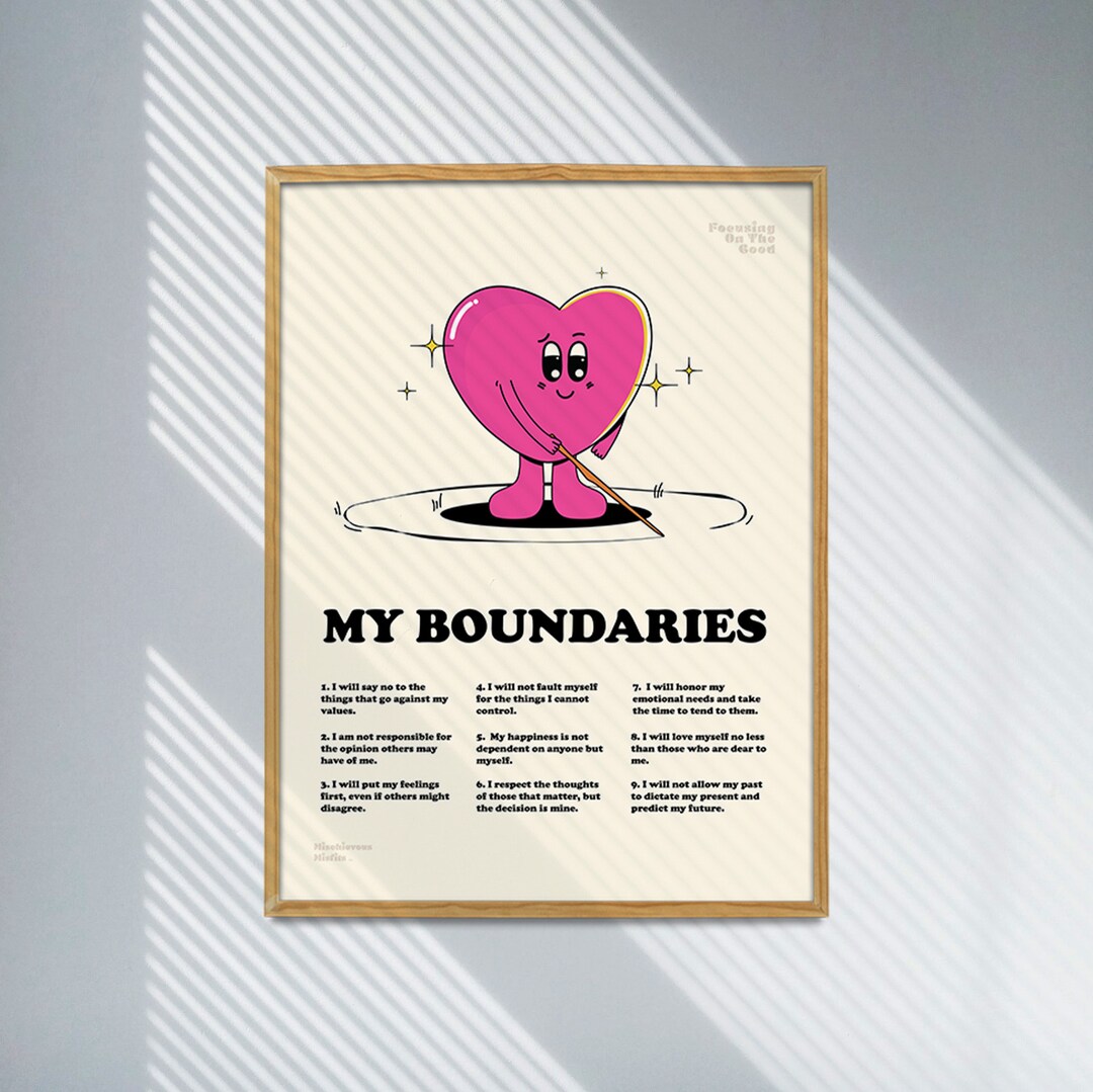 My Boundaries Art, Retro Mental Health Poster, Retro Therapy Office ...