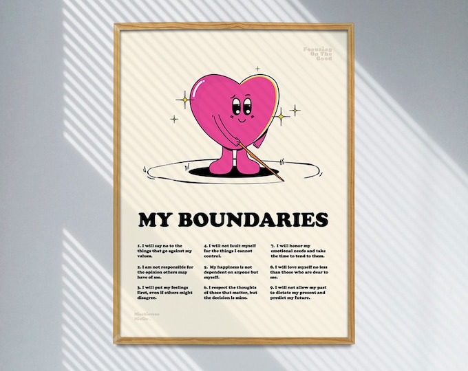 My Boundaries Art, Retro Mental Health Poster, Retro Therapy Office ...