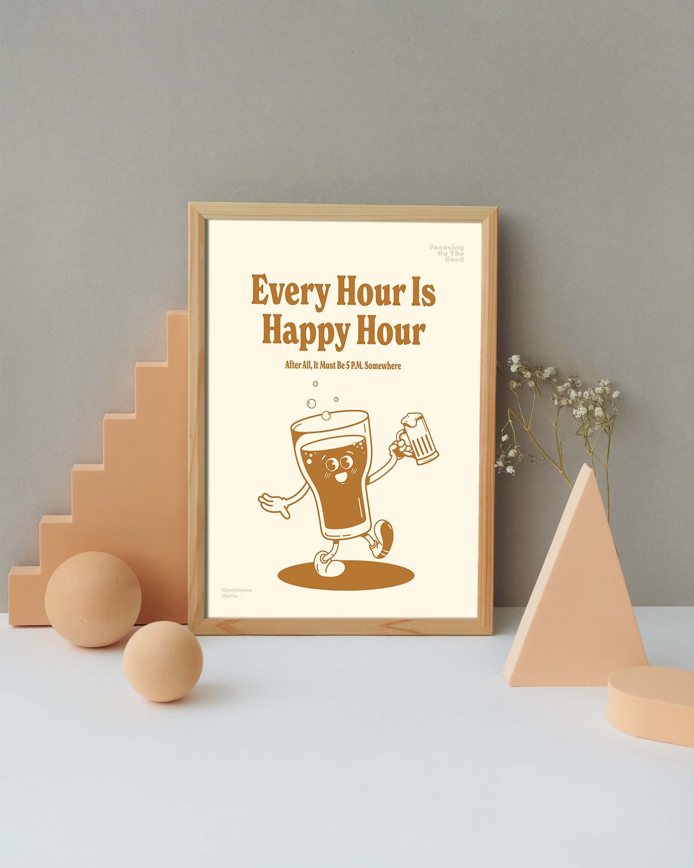 Every Hour is Happy Hour Poster, Retro Beer Poster, Happy Hour Print ...