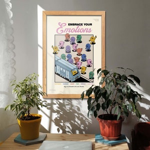 Embrace Your Emotions Print, Retro Quote Wall Art, Feelings Poster ...