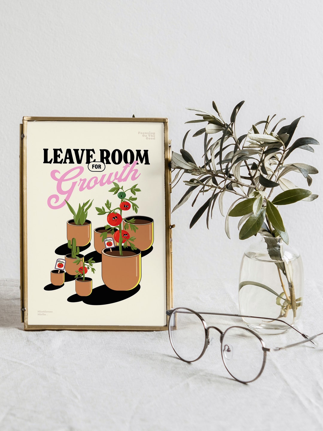 Retro Wall Print, Leave Room for Growth, Growth Mindset Poster ...
