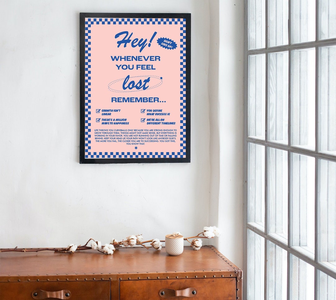 Retro Quote Wall Decor, Self Care Quotes, Positive Retro Poster ...