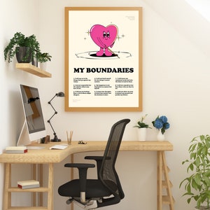 My Boundaries Art, Retro Mental Health Poster, Retro Therapy Office ...