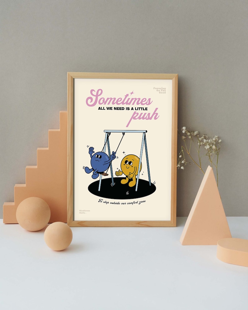 Self Growth Poster, Personal Growth Art, Cute Retro Quote Print, 70's ...