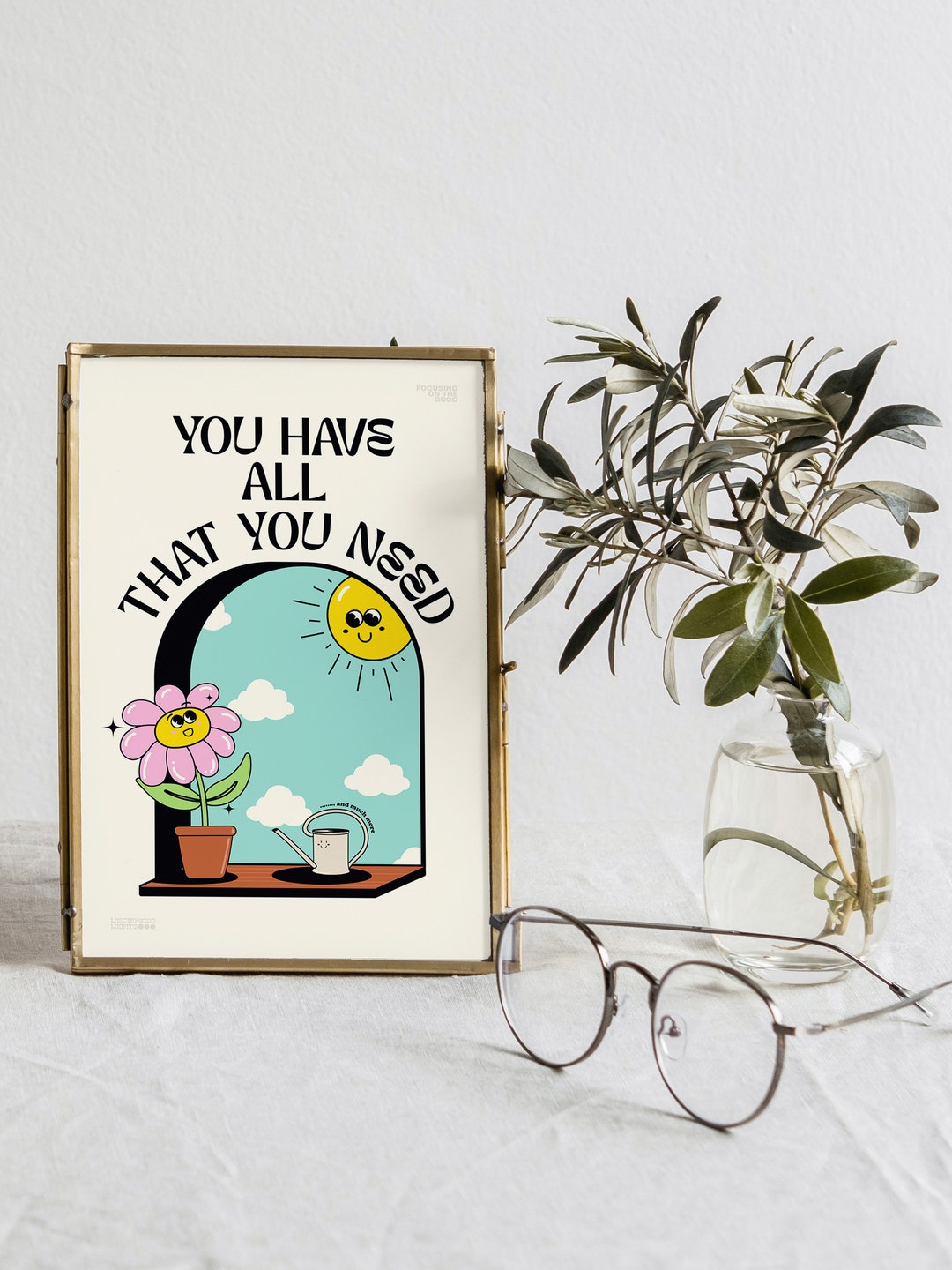 You Have All That You Need Print, Retro Quote Wall Art, Groovy 70's Art ...
