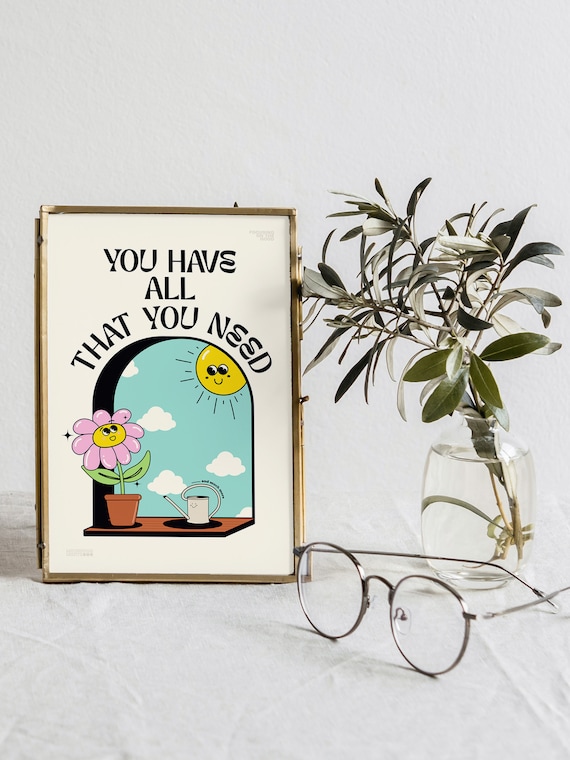 You Have All That You Need Print Retro Quote Wall Art Groovy - Etsy