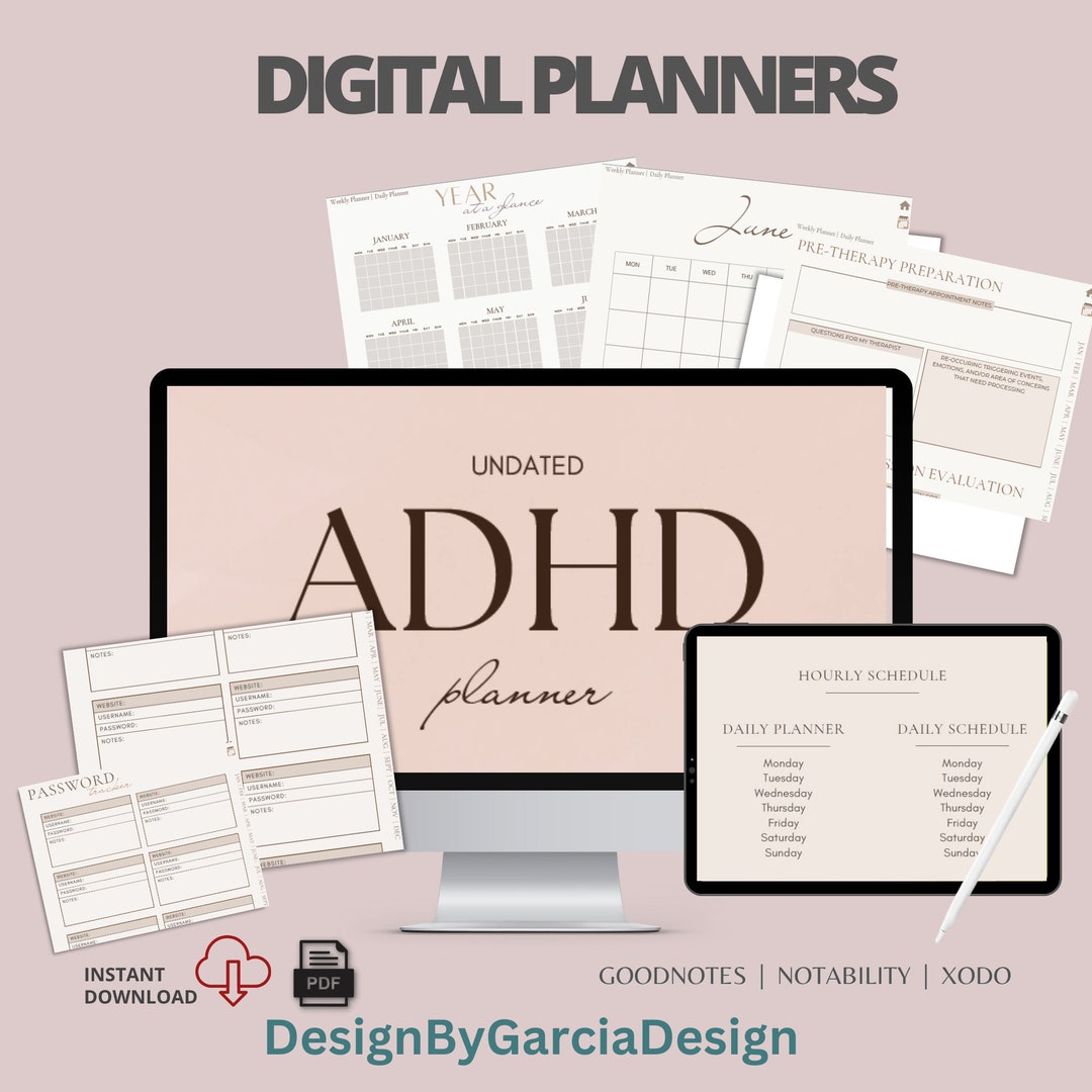 ADHD Digital Planner, Undated Digital Planner, ADHD Planner, iPad ...