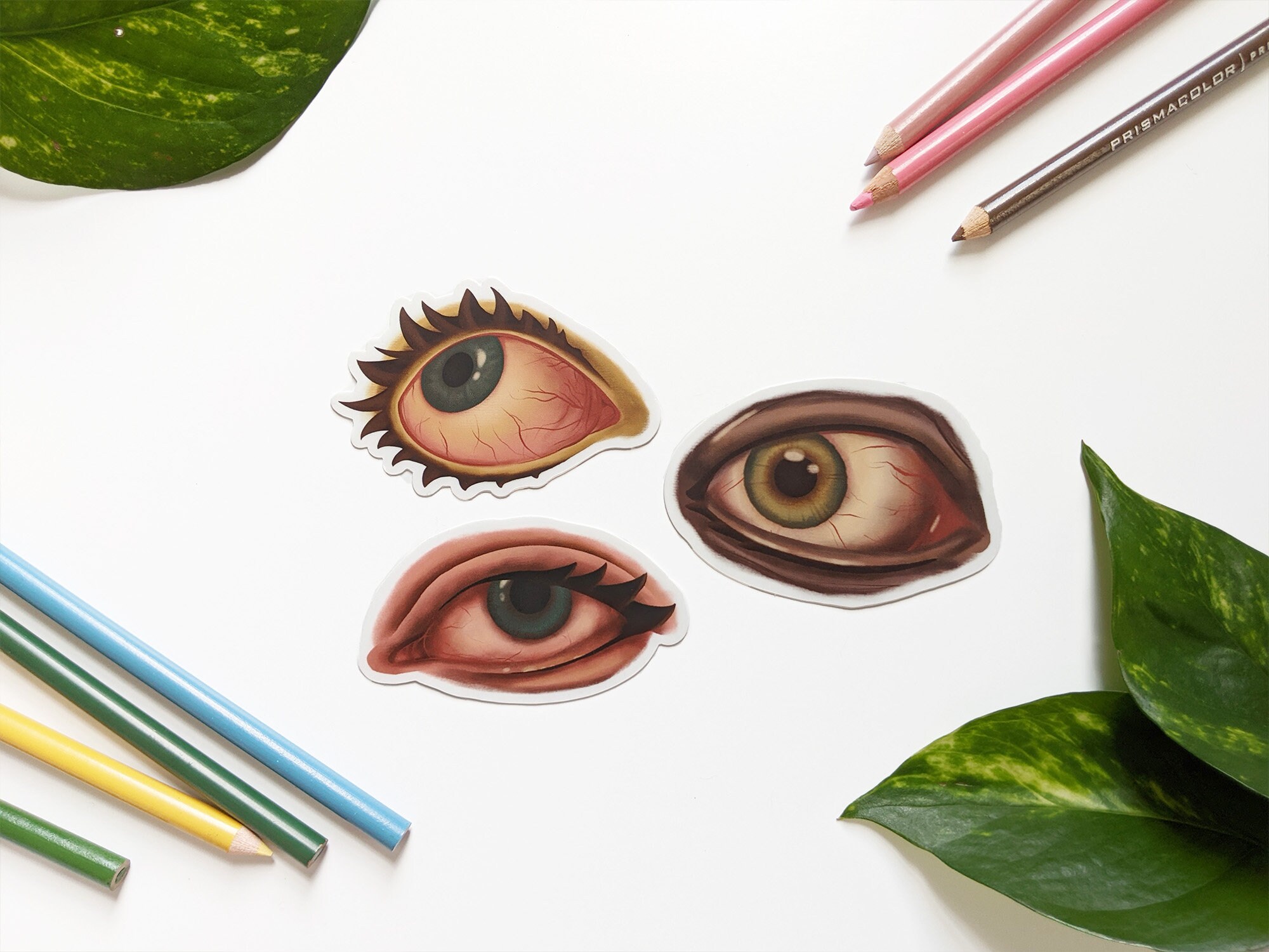 Eye Stickers - Matte, Watercolor | Eyeball Eyelash Stickers | Moody ...