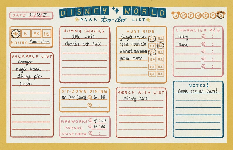 Disney Theme Park Notepad | Disney to Do List | Disney Vacation Planner ...