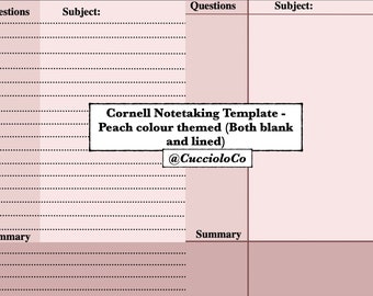 Printable Lined Cornell Notes Template Cornell Note Taking - Etsy