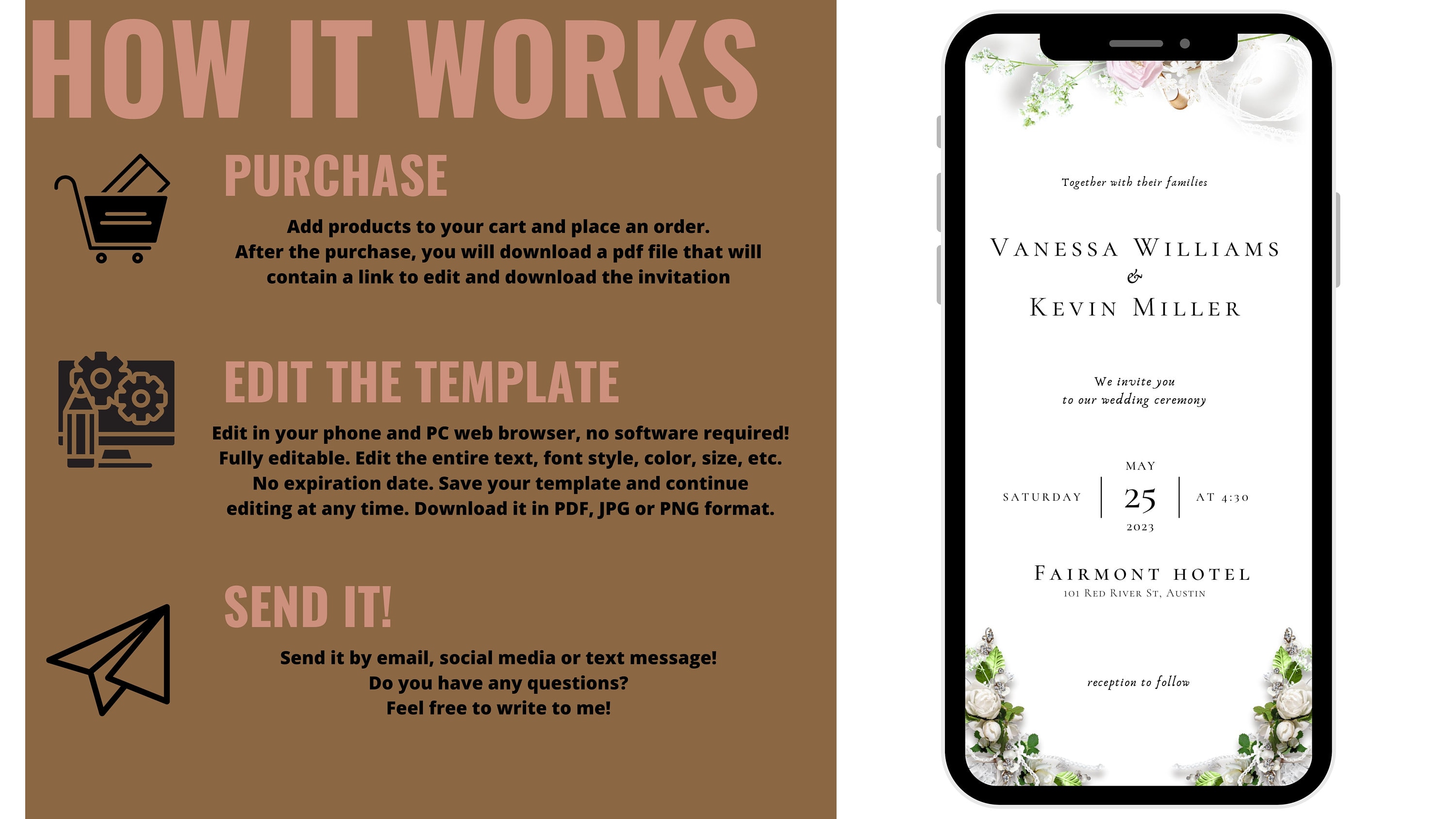 Wedding Invitation Electronic Invitation Digital Template - Etsy