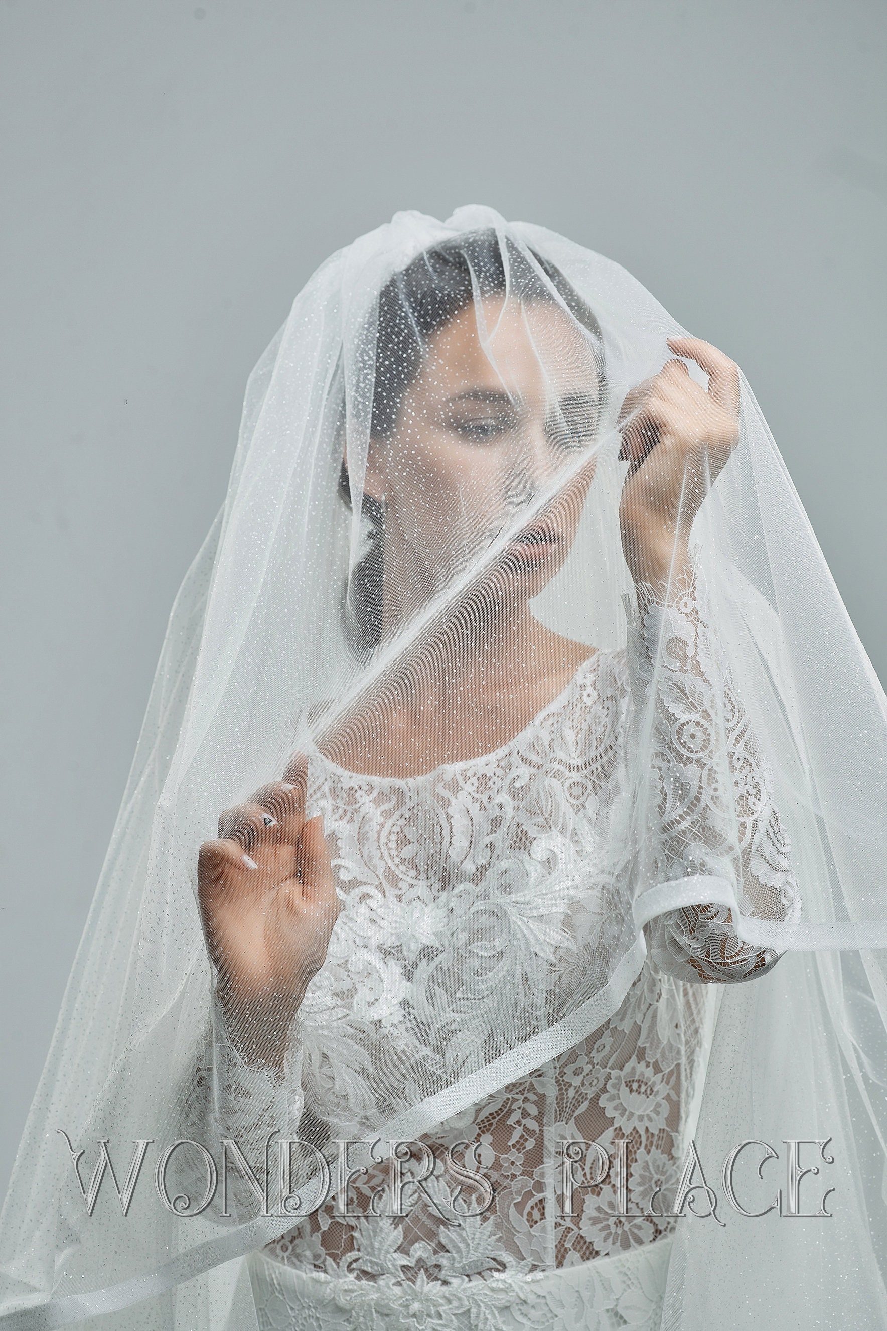 Sparkling Two-tier Cathedral Wedding Veil With Blusher - Etsy