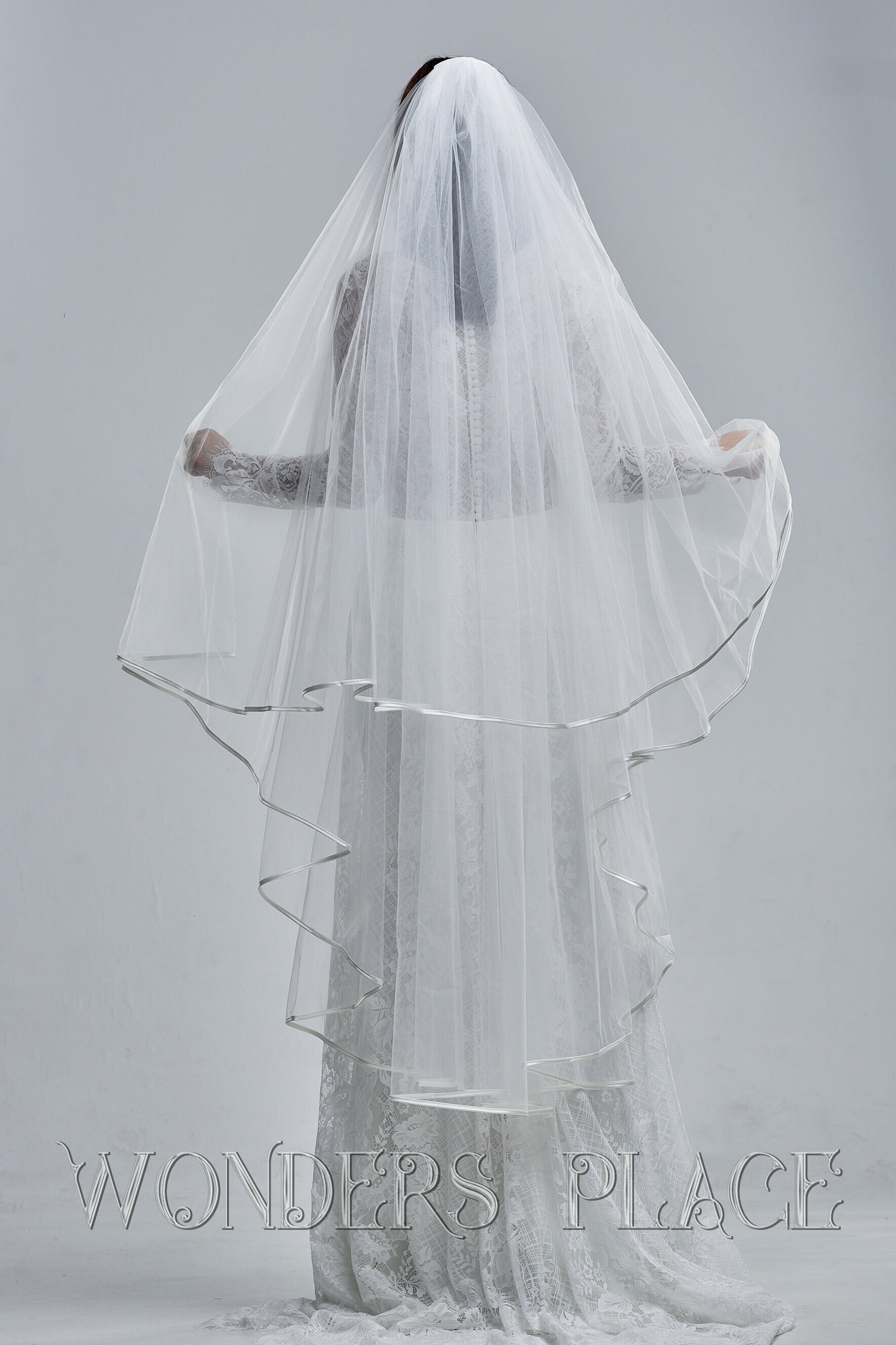 Handmade Two-tier Wedding Veil: Satin Trim, Elbow Length - Etsy