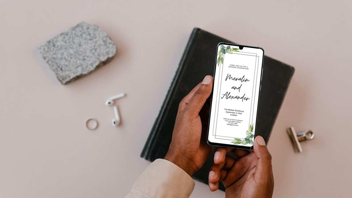 Electronic Invitation, Eucalyptus Wedding, Wedding Invitation, Digital ...