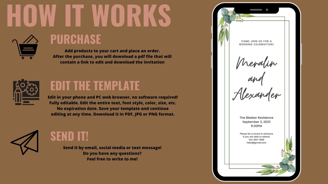 Electronic Invitation, Eucalyptus Wedding, Wedding Invitation, Digital ...