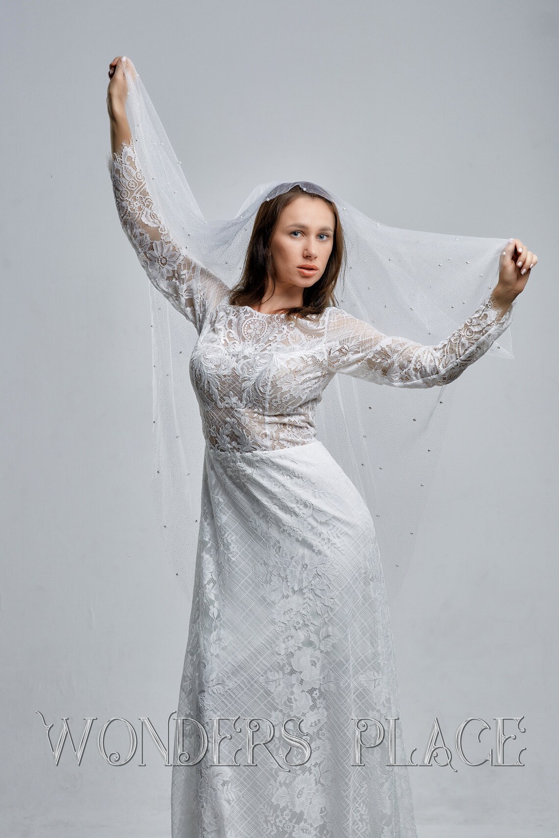 Crystal Embellished Veil, Sparkling Wedding Veil, Long Wedding Veil ...