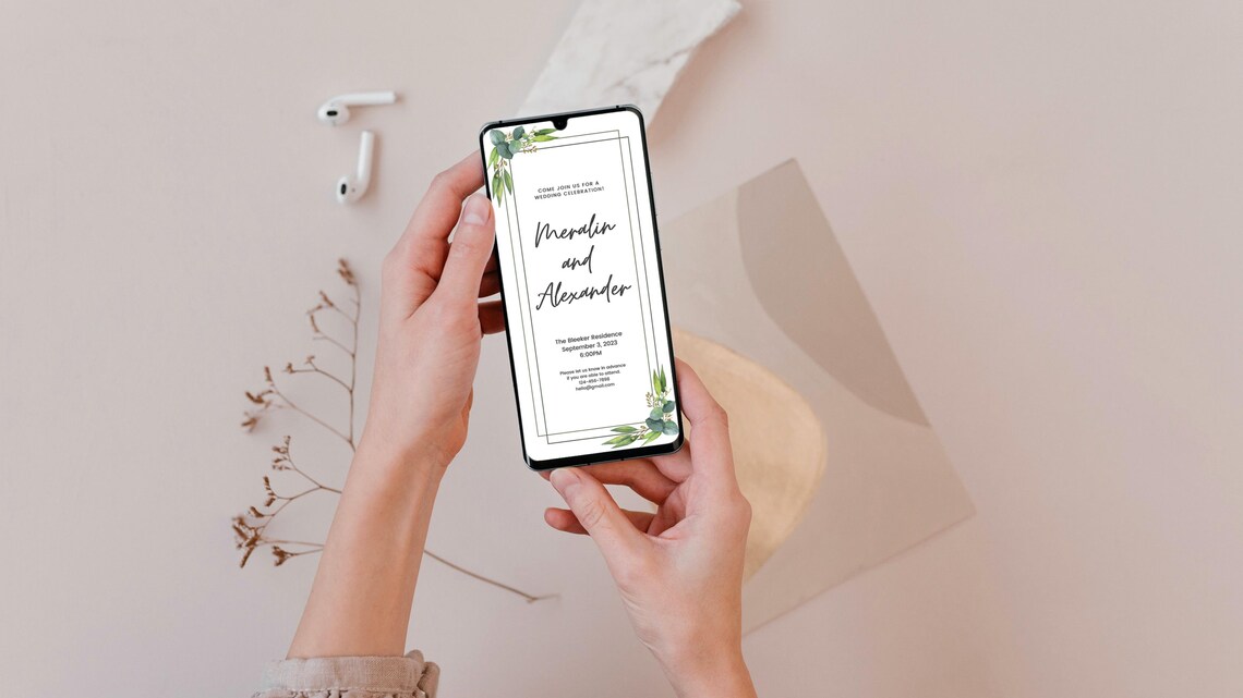 Electronic Invitation, Eucalyptus Wedding, Wedding Invitation, Digital ...