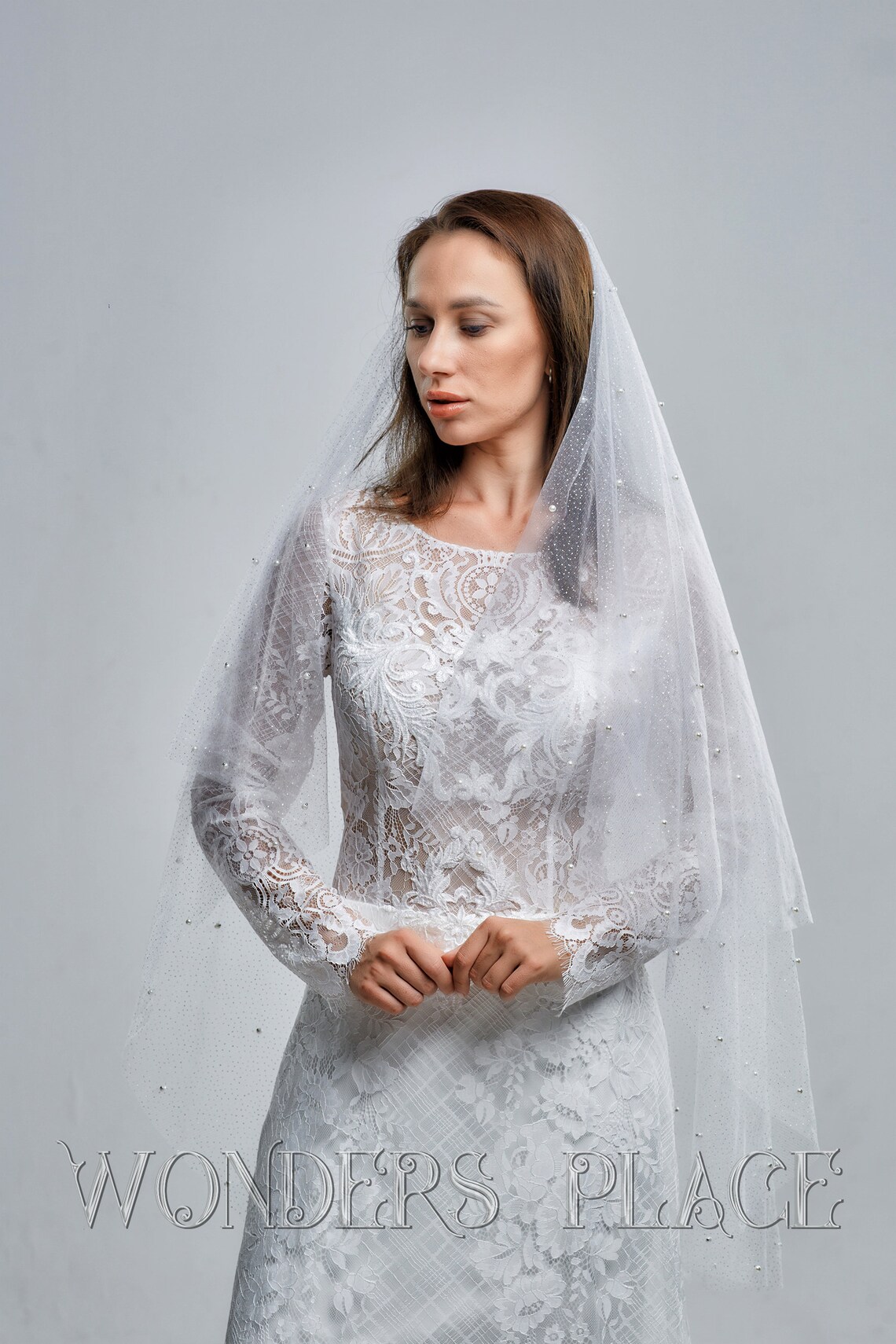 Crystal Embellished Veil, Sparkling Wedding Veil, Long Wedding Veil ...