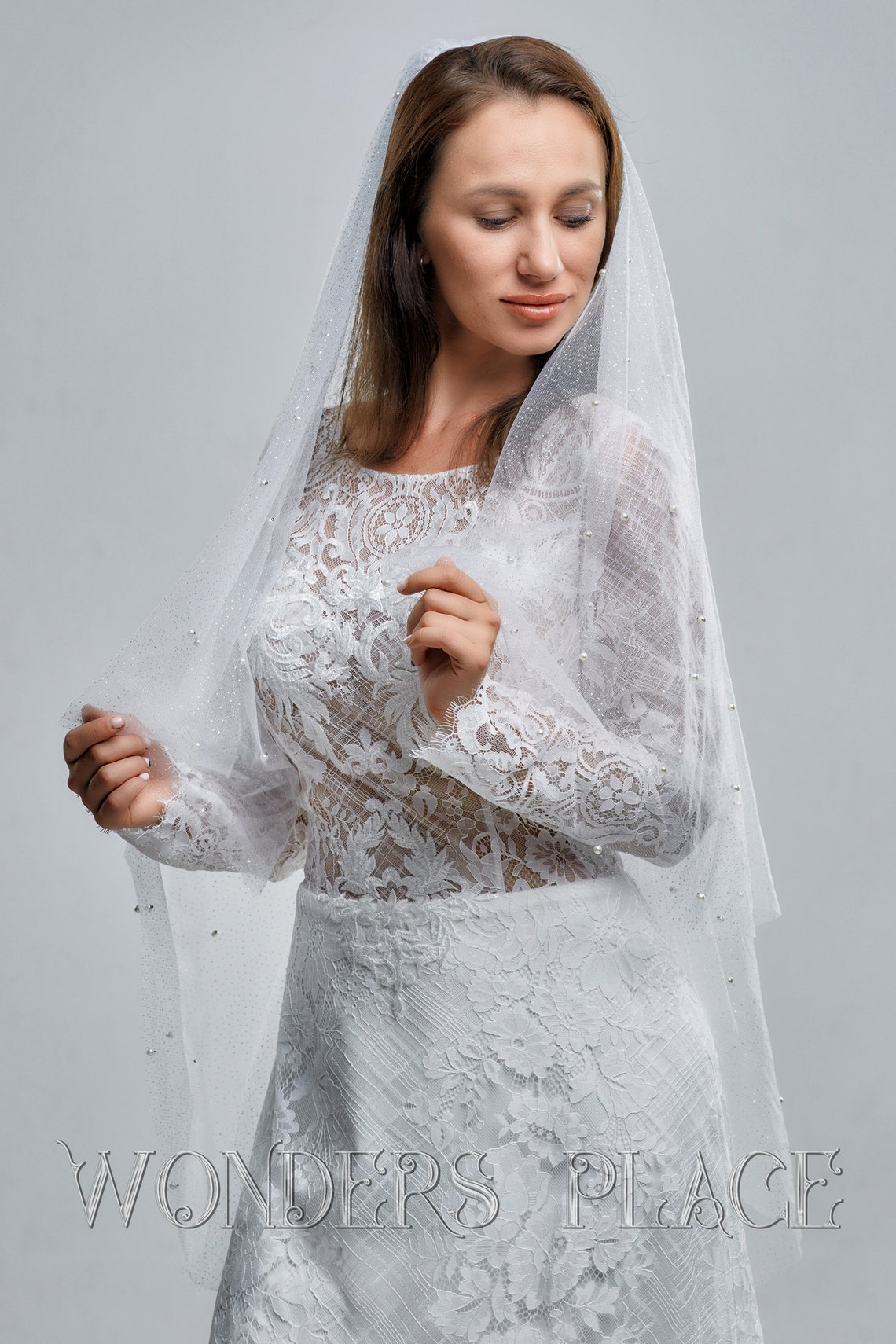 Crystal Embellished Veil, Sparkling Wedding Veil, Long Wedding Veil ...