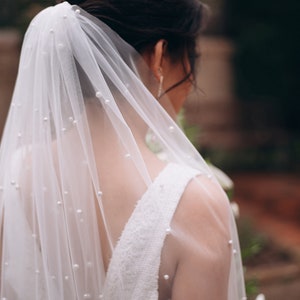 Pearl Wedding Veil Long White Veil Short Ivory Veil Bridal Veil One ...