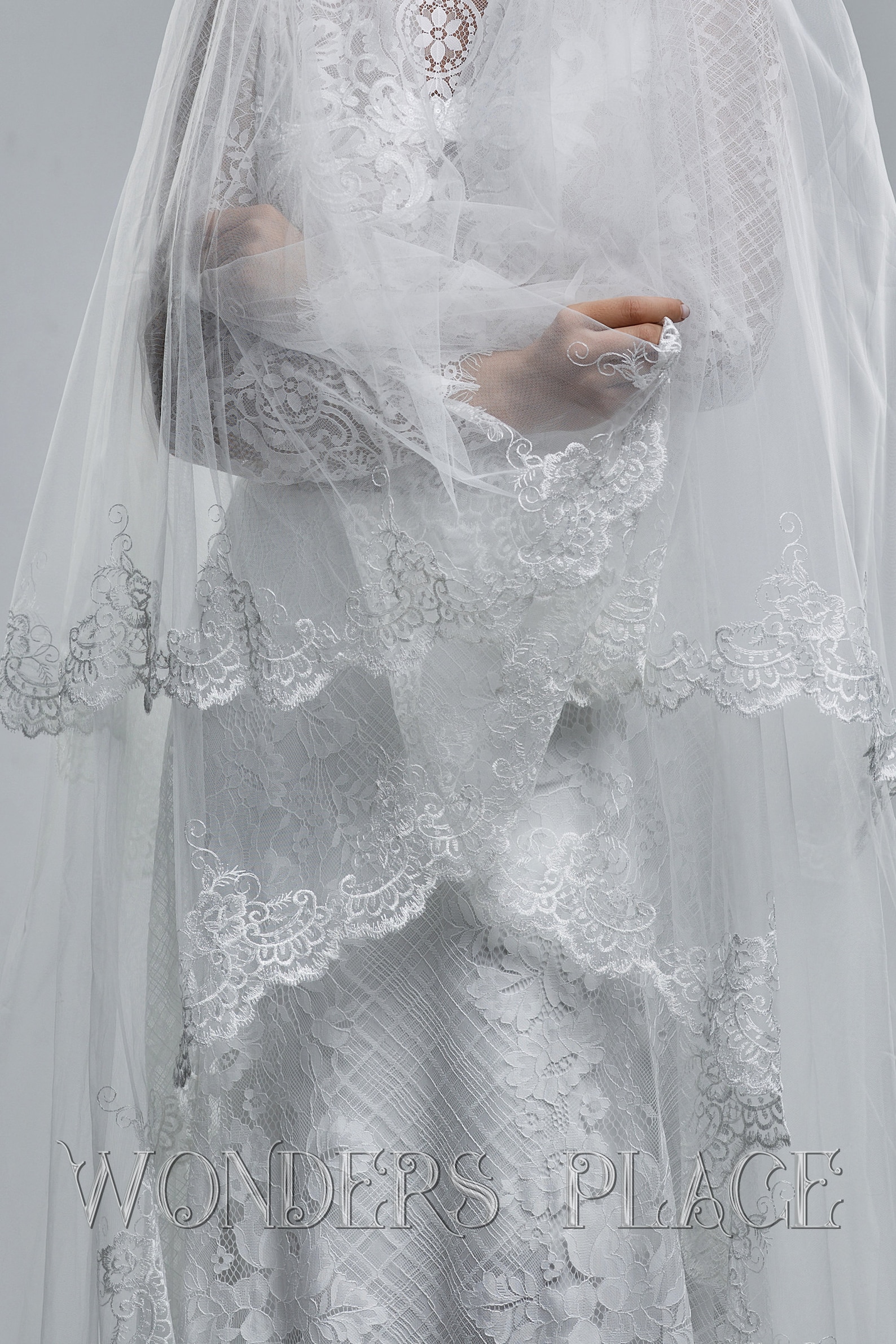 Veil With Embroidery on the Edge Ivory Lace Bridal Veil - Etsy