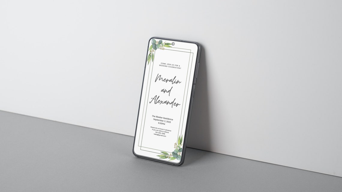 Electronic Invitation, Eucalyptus Wedding, Wedding Invitation, Digital ...