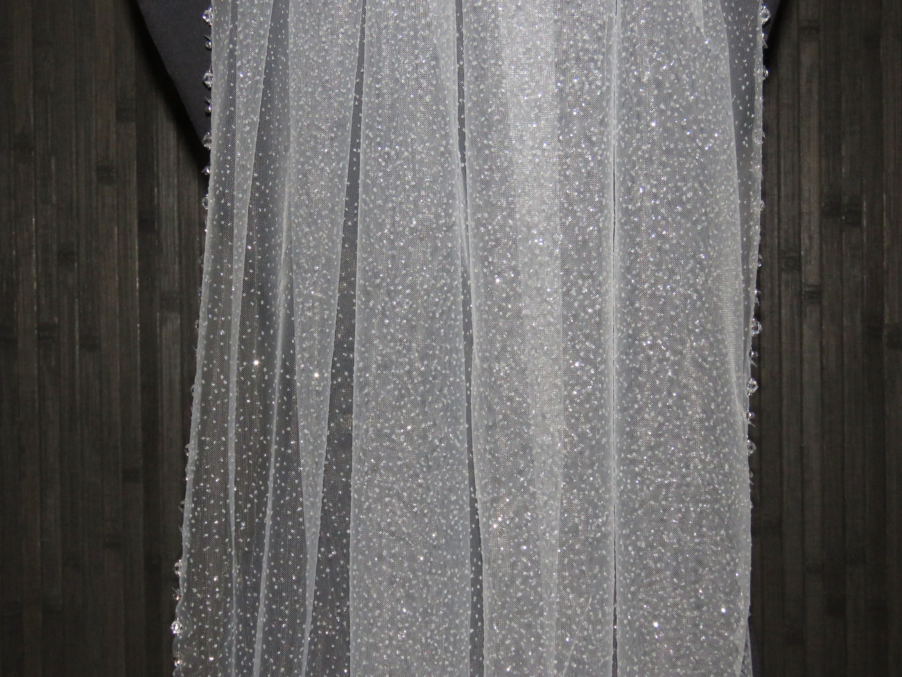 Bridal Veil White Wedding Veil Cathedral Veil Long Veil Wedding Shiny ...