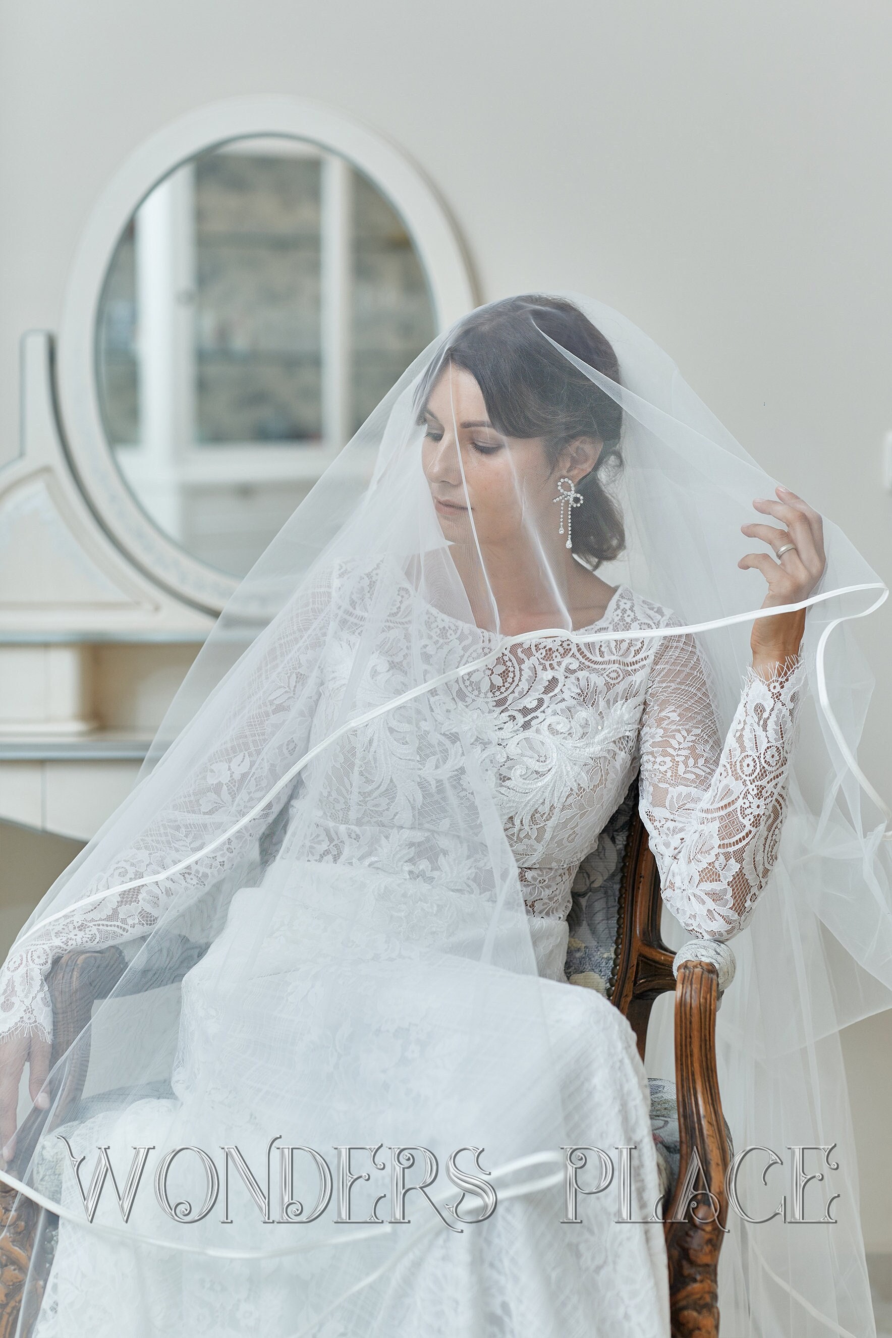Cathedral Wedding Long Veil Two-layered Length Veil Ivory Wedding Veil ...