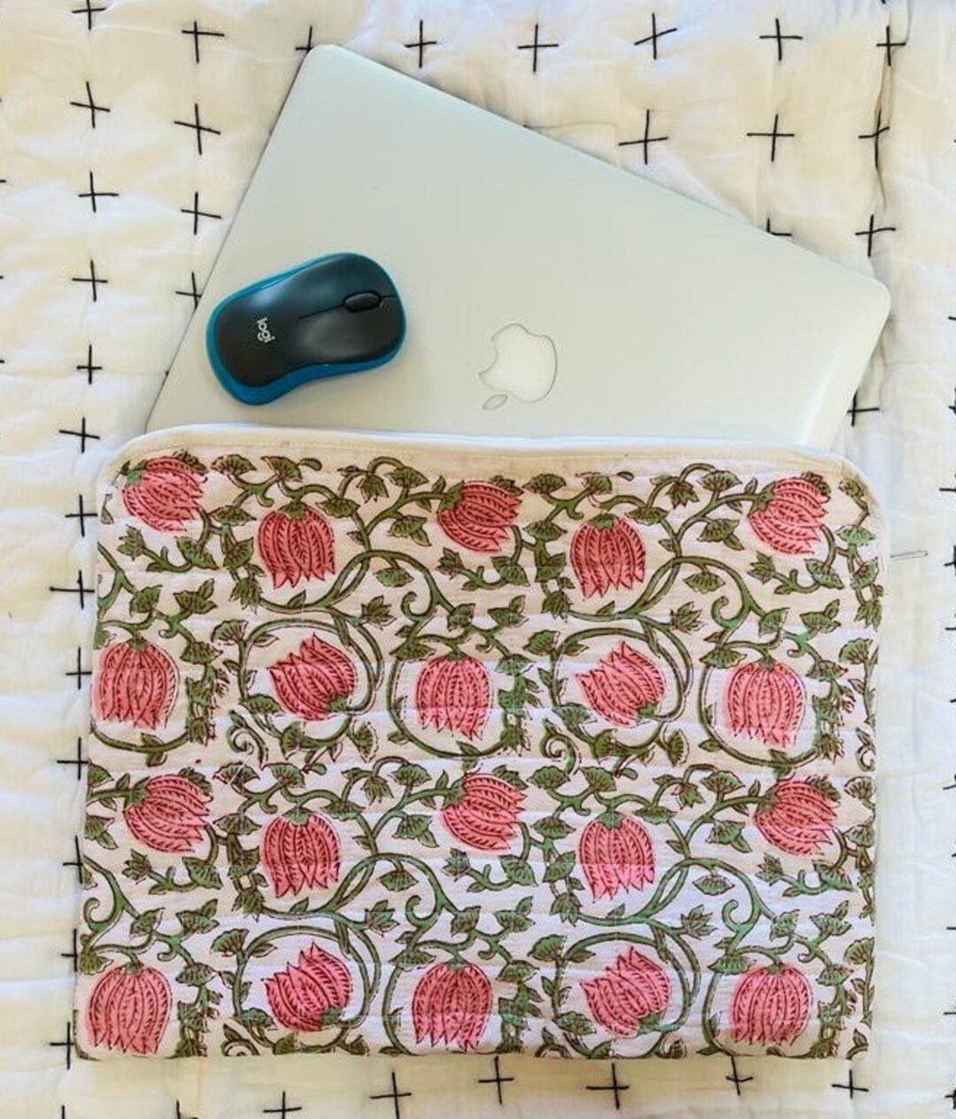 Bohemian Laptop Bag, Quilted iPad Pouch, Block Print Laptop Sleeve ...