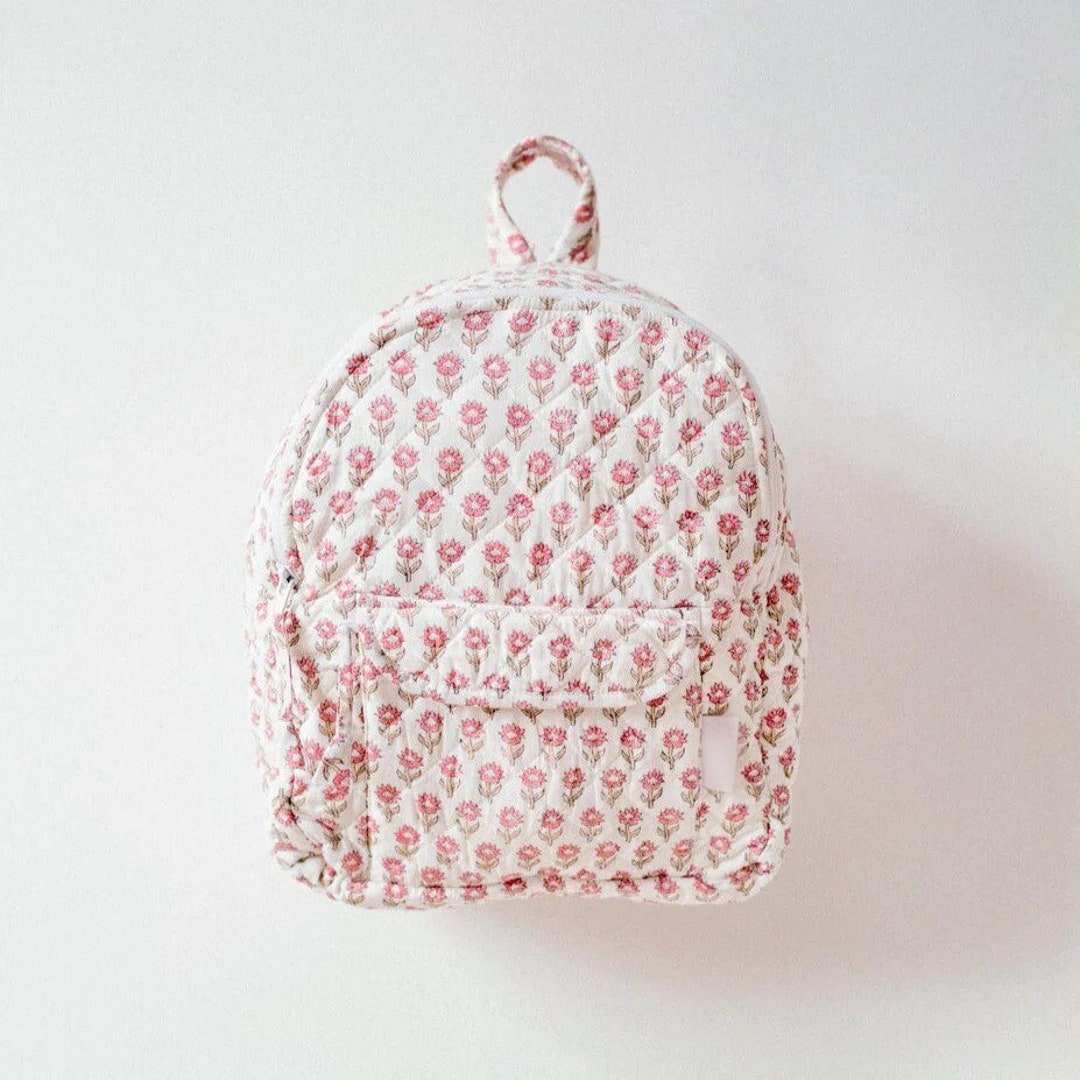 Large Cotton Quilted School Backpack Floral Backpack for Woman Custom ...