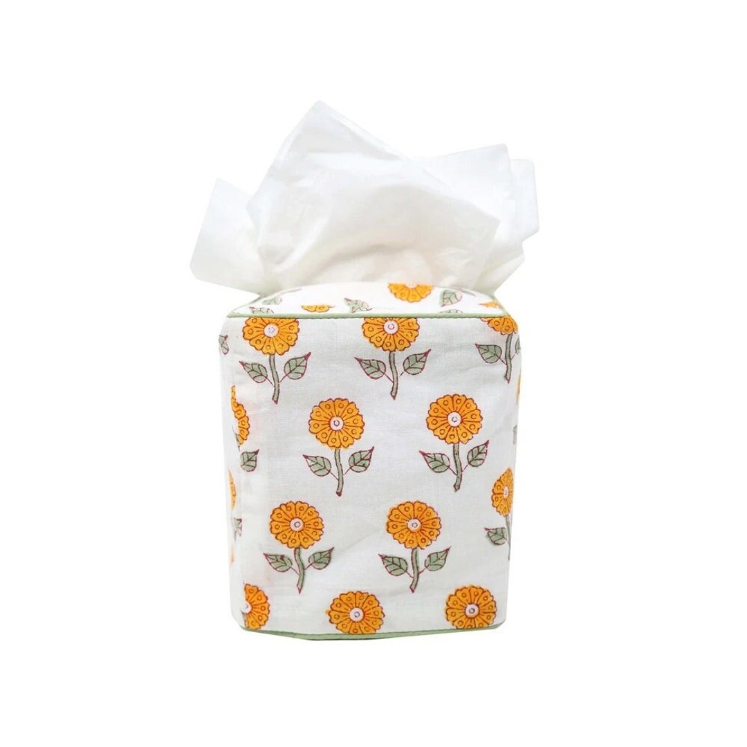 Handmade Block Printed Cotton Tissue Box Cover/ Party Decor Tissue Box ...
