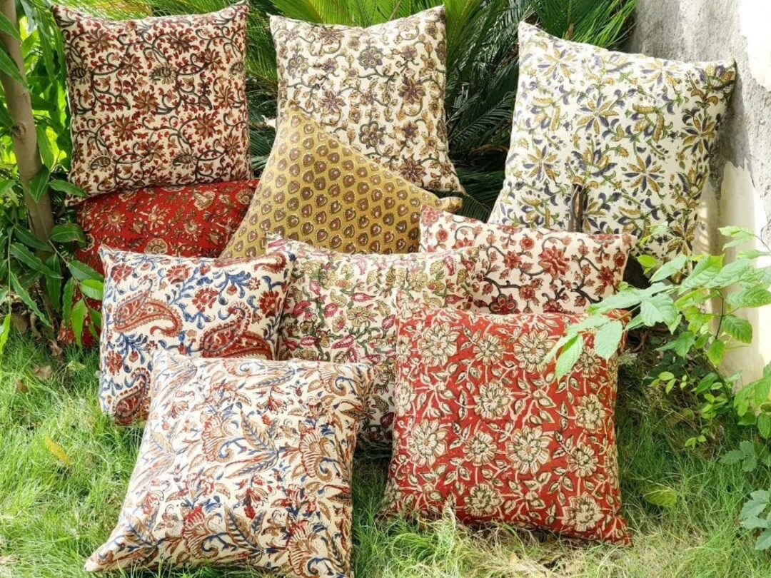 Block Print Boho Pillow Cover, Designer Pillowcase, Bedroom/living Room ...