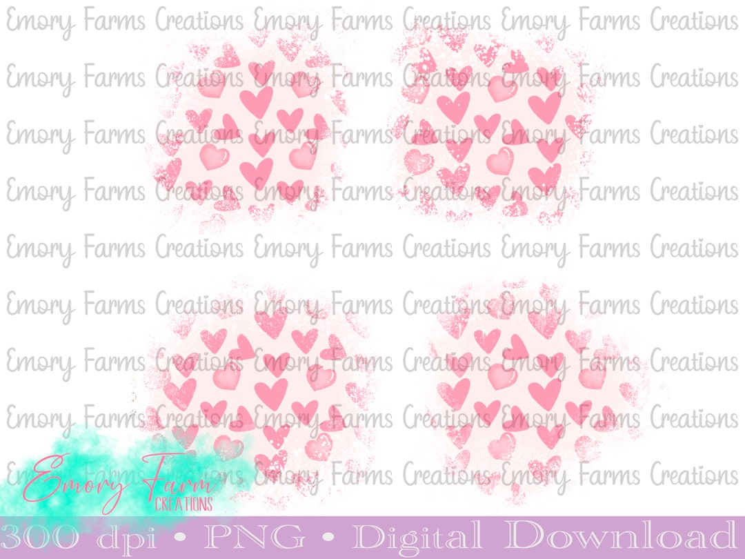 Distressed Pink Heart Sublimation Bleach Patches Digital Design Instant ...