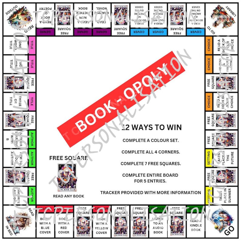 Digital Reading Tracker, Printable, Bookopoly, TBR Game, Book Tracker ...