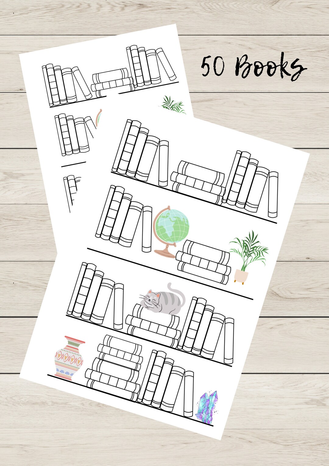 Digital Reading Tracke, Printable, Bookshelf Reading Log A4 A5 Letter ...