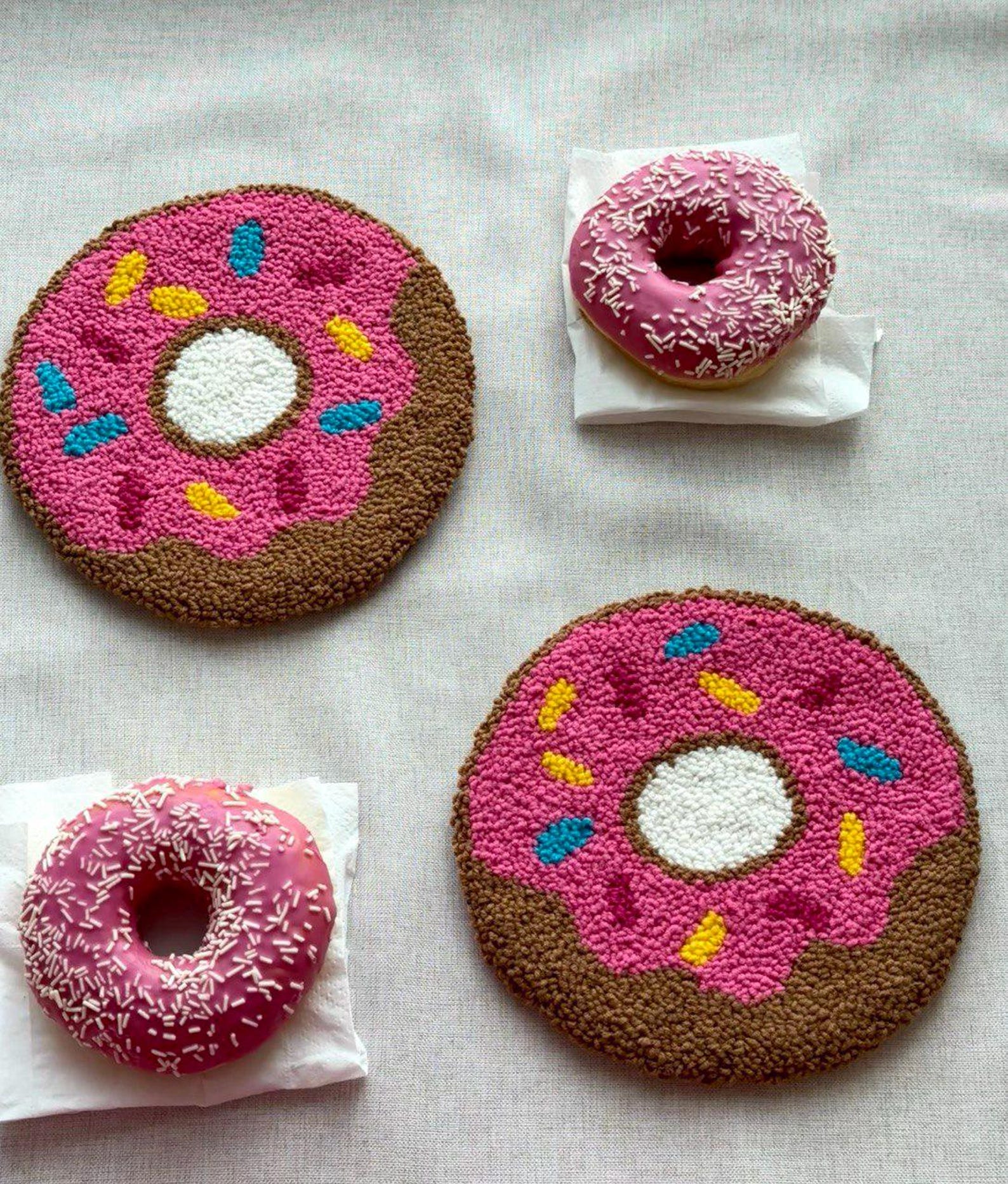 Handmade Donut Coaster, Punch Needle Cotton Yarn Hot Pad - Etsy