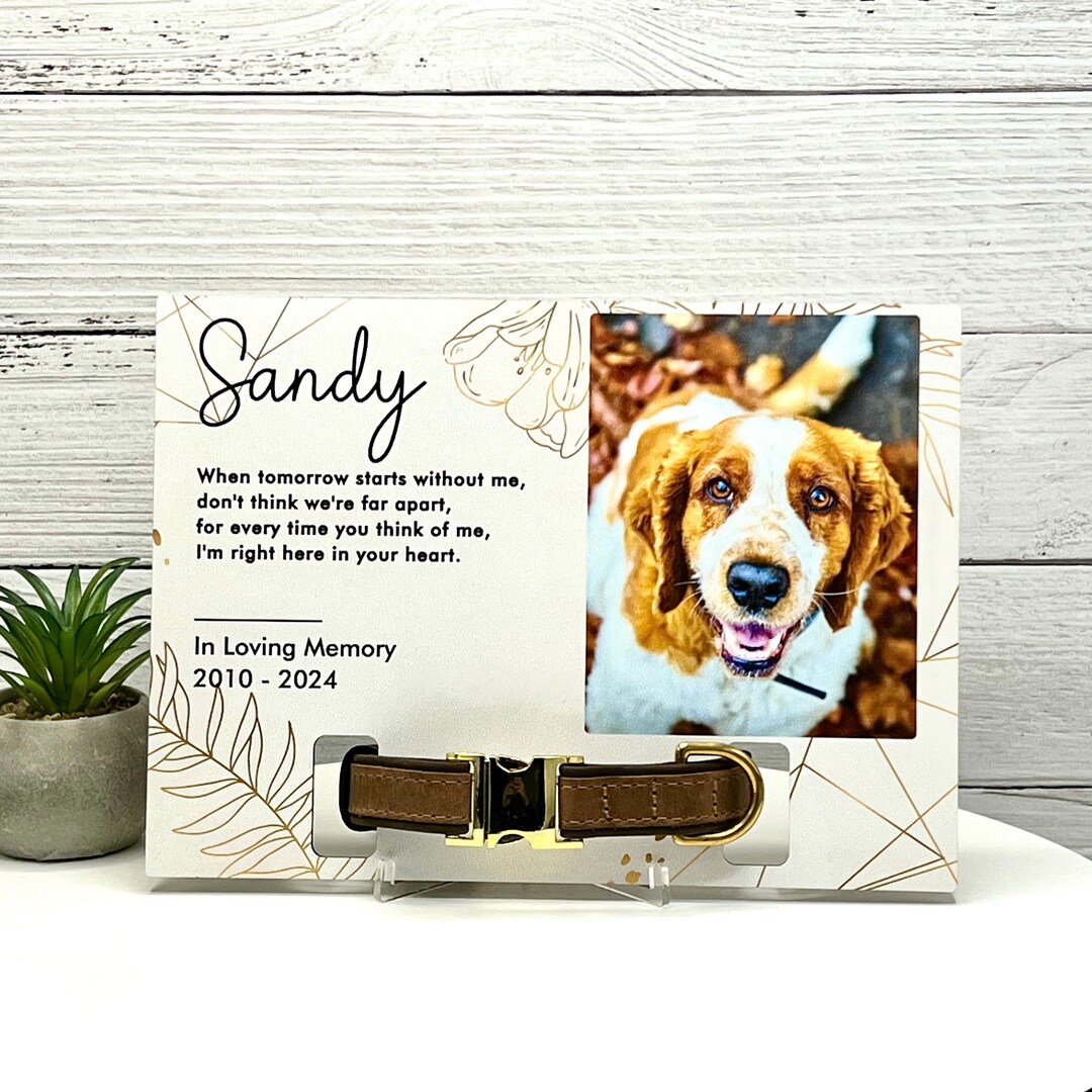 Pet Remembrance Frame, Custom Memorial Pet Collar Holder Stand, Dog ...